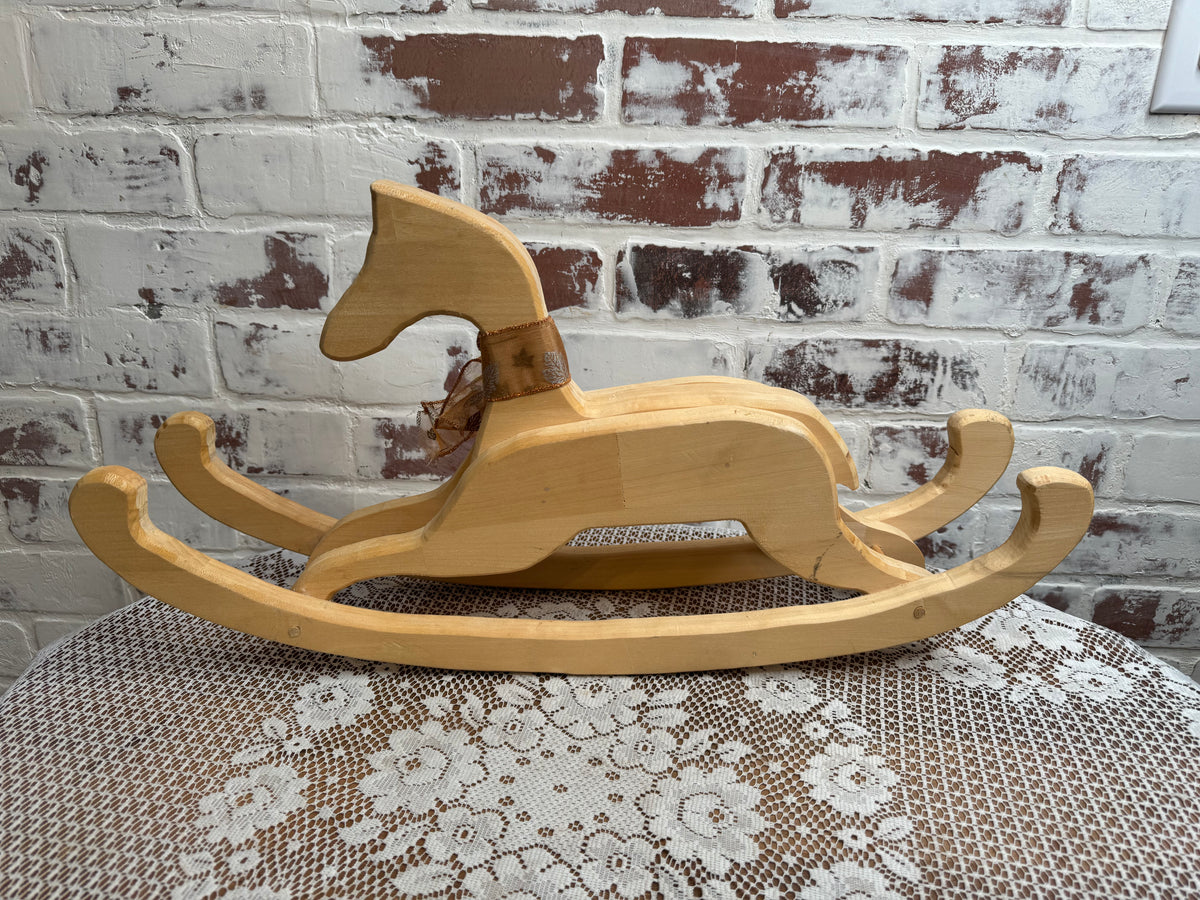 CHRISTMAS VINTAGE LARGE WOODEN ROCKING HORSE DECOR – Faux Your Eyes ...
